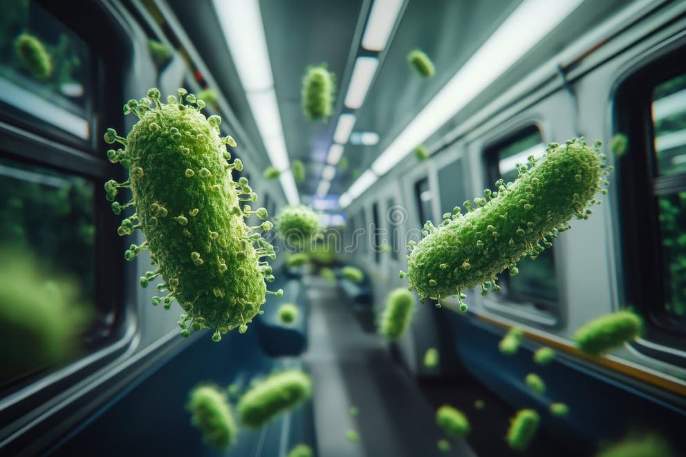 Green Bacteria Floating Inside an Empty Subway Train during the Day in ...