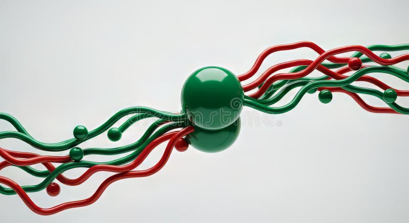 Green Ball with Red and Green Cables Stock Illustration - Illustration ...