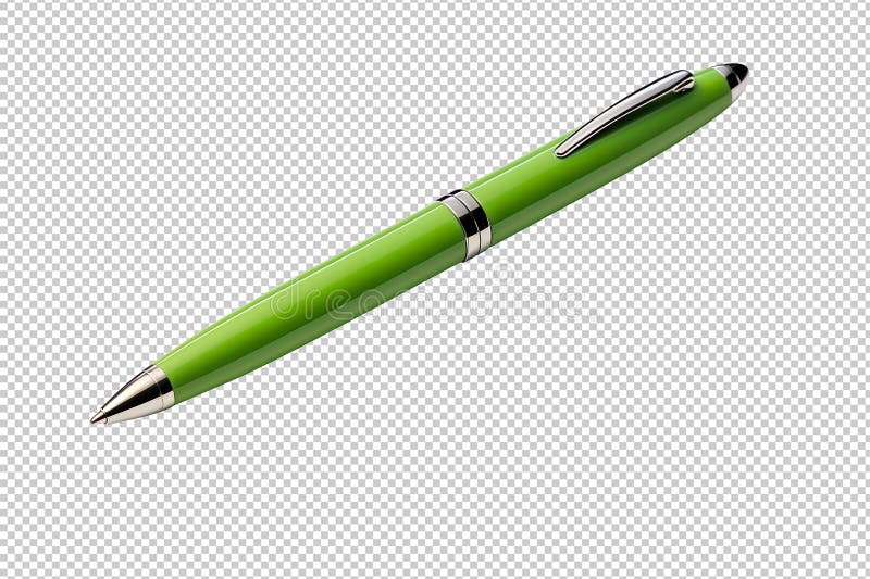 A Green Ballpoint Pen Isolated on Clear White and Transparent ...