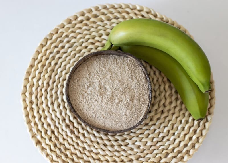 Green Banana Flour in a Bowl. Flat Top View. Stock Image - Image of ...