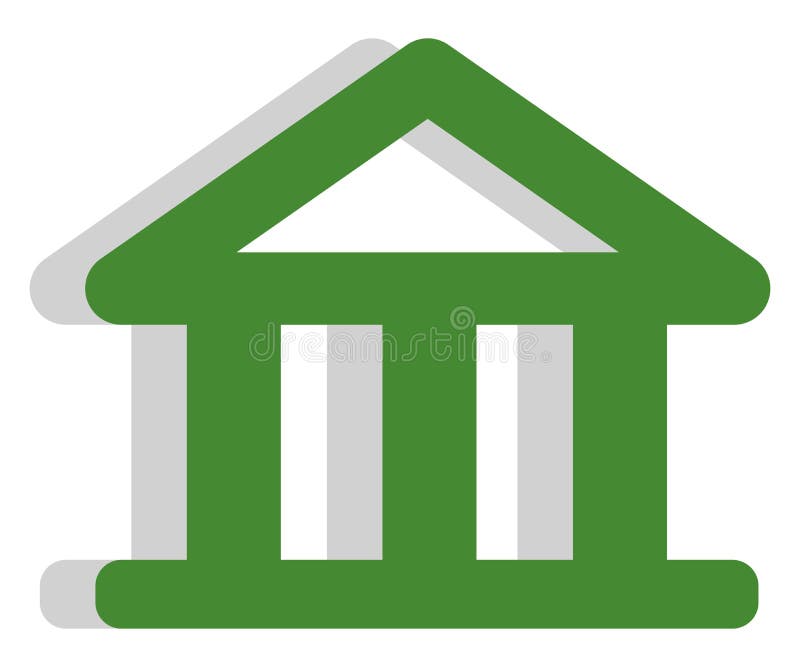 Green bank building, icon stock vector. Illustration of building ...