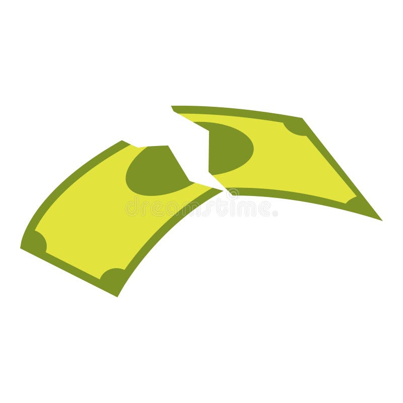 Green Banknote is Being Torn in Half Stock Vector - Illustration of ...