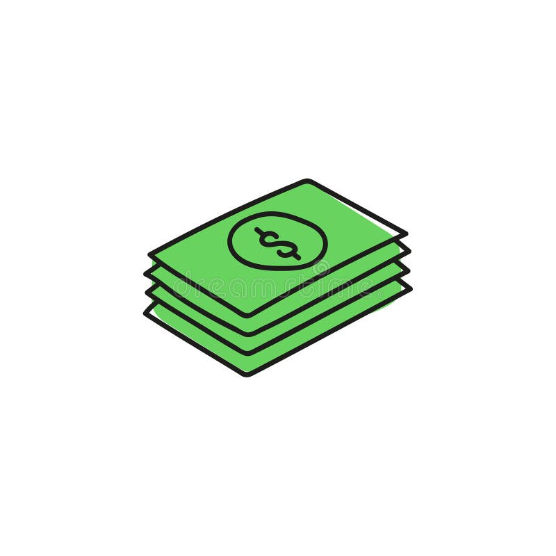 Green banknote stack stock vector. Illustration of bill - 194572882