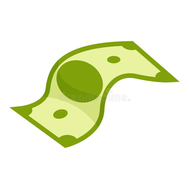 Green Banknote Waving in the Wind Cartoon Style Stock Vector ...