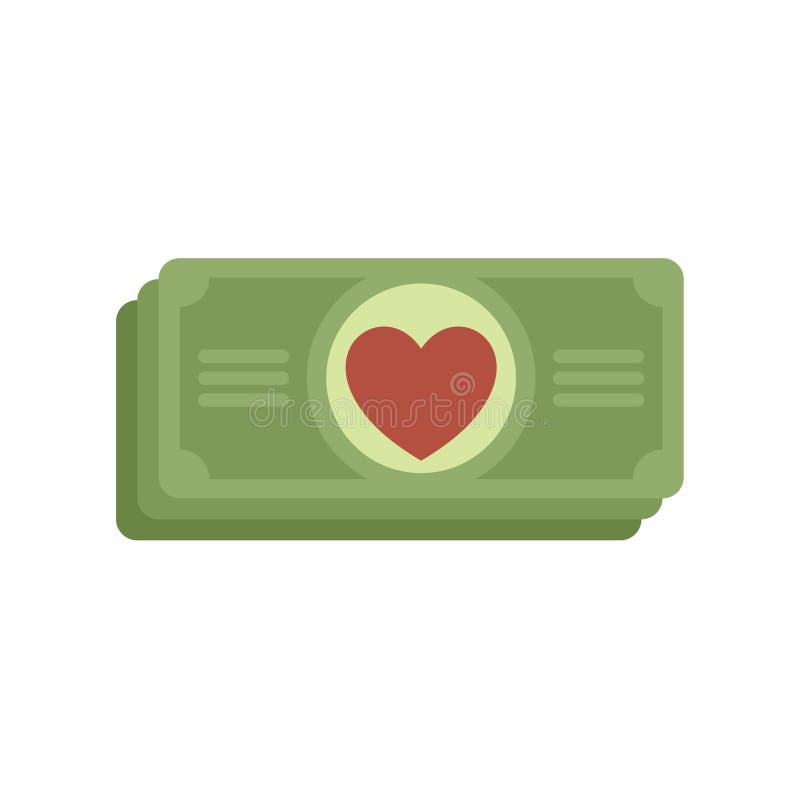 Green Banknotes with Red Heart Showing Concept of Donation Stock Vector ...