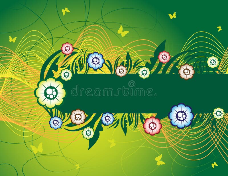 Green banner stock vector. Illustration of ornament, flower - 7345493