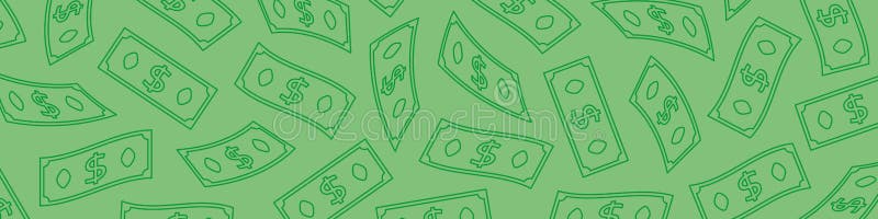 Green Banner with American Dollar Banknotes Stock Vector - Illustration ...