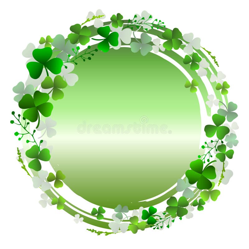 Green Banner with Clover Leaves and Space for Text. Element for St ...