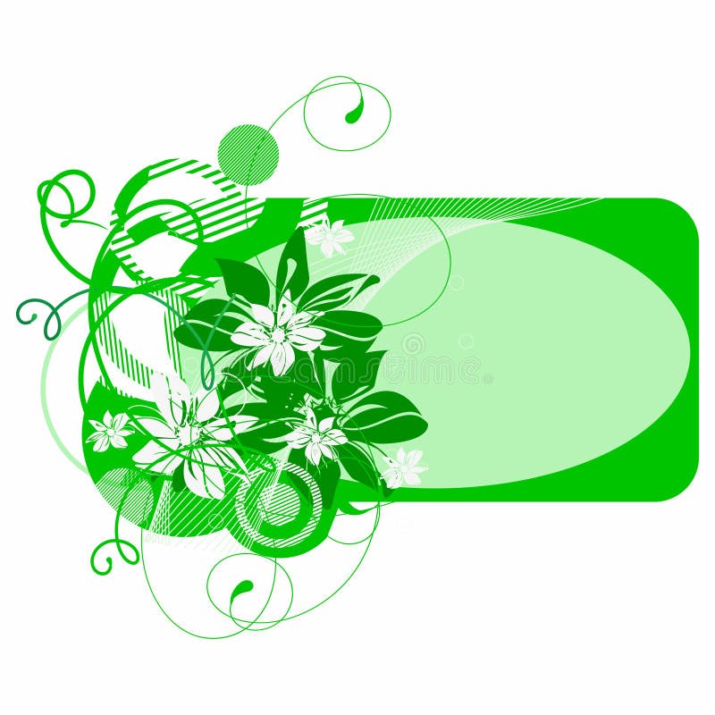 Green banner with flowers stock vector. Illustration of retro - 12666575