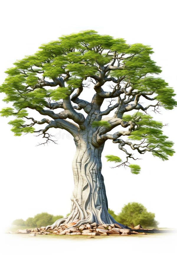 Green Baobab Tree, Isolated on White Background Stock Image - Image of ...