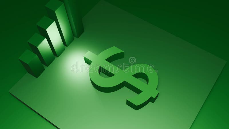 Green Bar Chart Graph with US Dollar in Three Dimension Space Stock ...