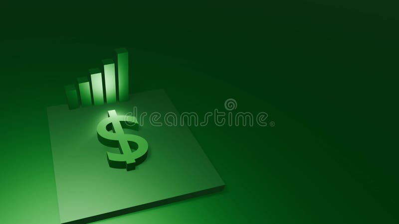 Green Bar Chart Graph with US Dollar in Three Dimension Space Stock ...