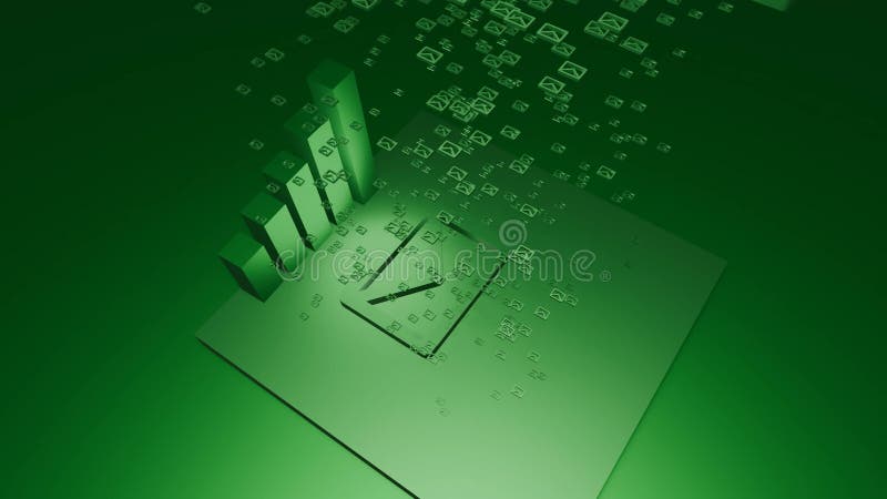 Green Bar Chart Graph with US Dollar in Three Dimension Space Stock ...