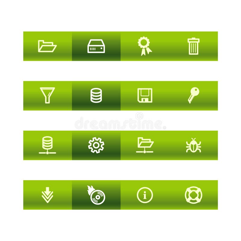 Green bar viewer icons stock vector. Illustration of buttons - 3651817