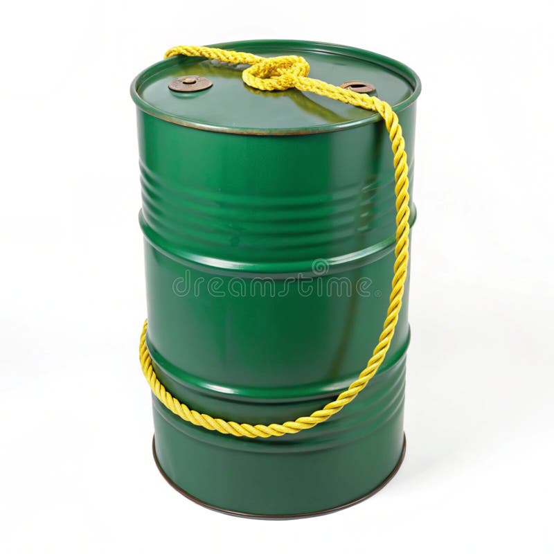 Green Barrel with Yellow Rope Stock Illustration - Illustration of ...