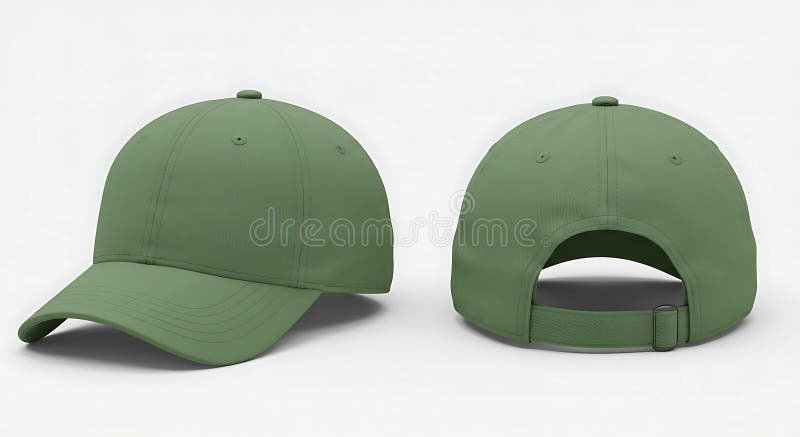 Olive Green Baseball Cap Mockup Stock Illustration - Illustration of ...