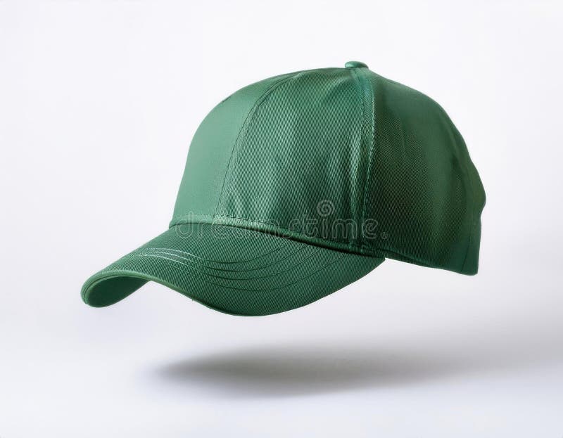 Green Baseball Cap Mockup Floating in the Air Isolated on White ...
