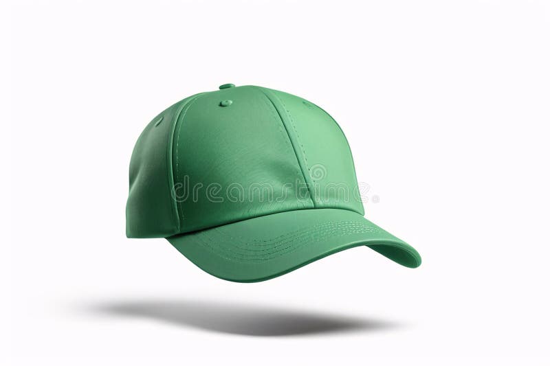Green Baseball Cap Mockup with Shadow Stock Illustration - Illustration ...