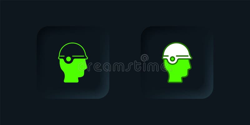 Green Baseball Helmet Icon Isolated on Black Background. Black Square ...