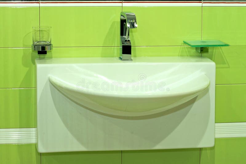 Green basin stock image. Image of pipe, lavatory, bowl - 5649807