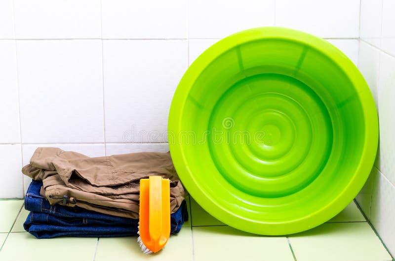 Green Basin with Cloth on the Side. Stock Photo - Image of hand, empty ...