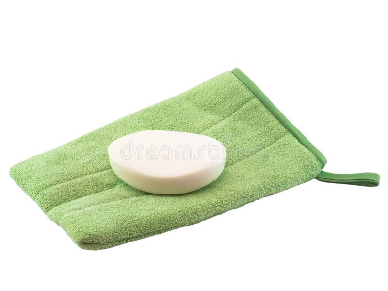 Green Bath Mitten and a Soap Stock Photo - Image of feminine ...