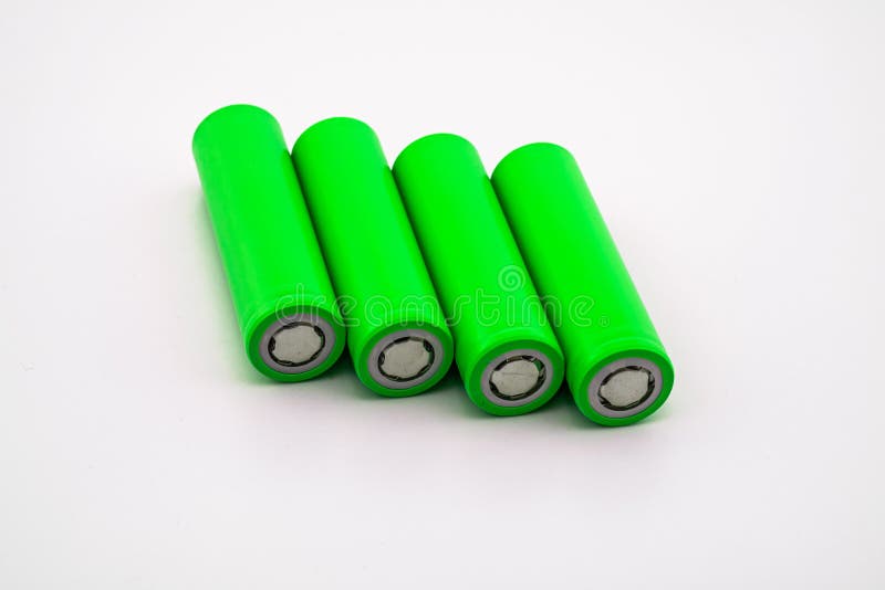 Green Batteries Isolated on White Background Stock Image - Image of ...