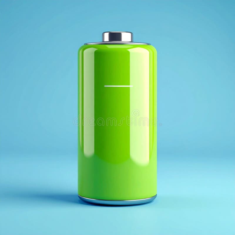 Green Battery on Blue Background Stock Illustration - Illustration of ...