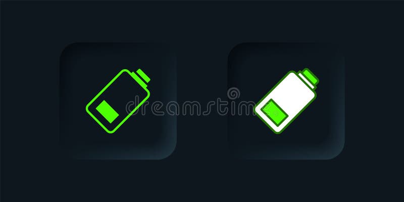 Green Battery Charge Level Indicator Icon Isolated on Black Background ...