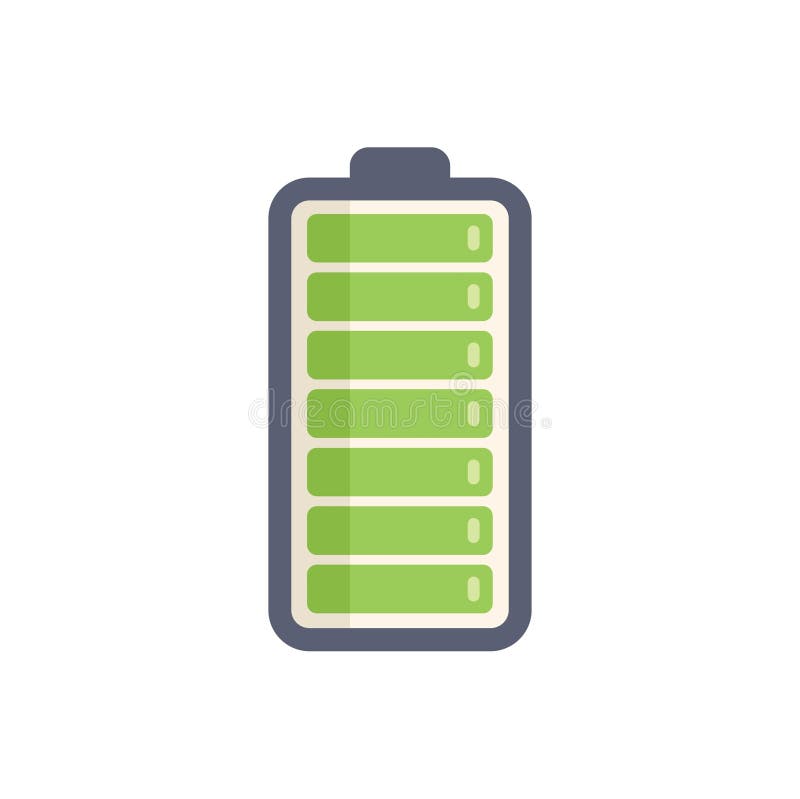 Green Battery Icon Showing almost Full Charge Status Stock Illustration ...