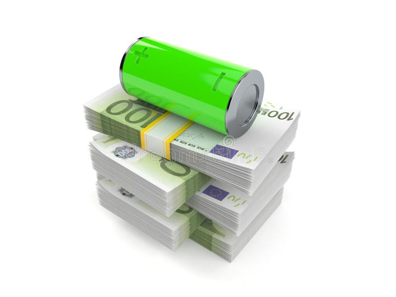 Battery with Money stock vector. Illustration of cash - 53636426