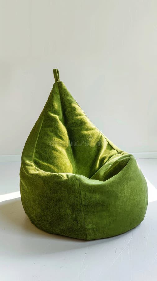 Green Bean Bag Chair on White Background, Minimalistic Interior Design ...