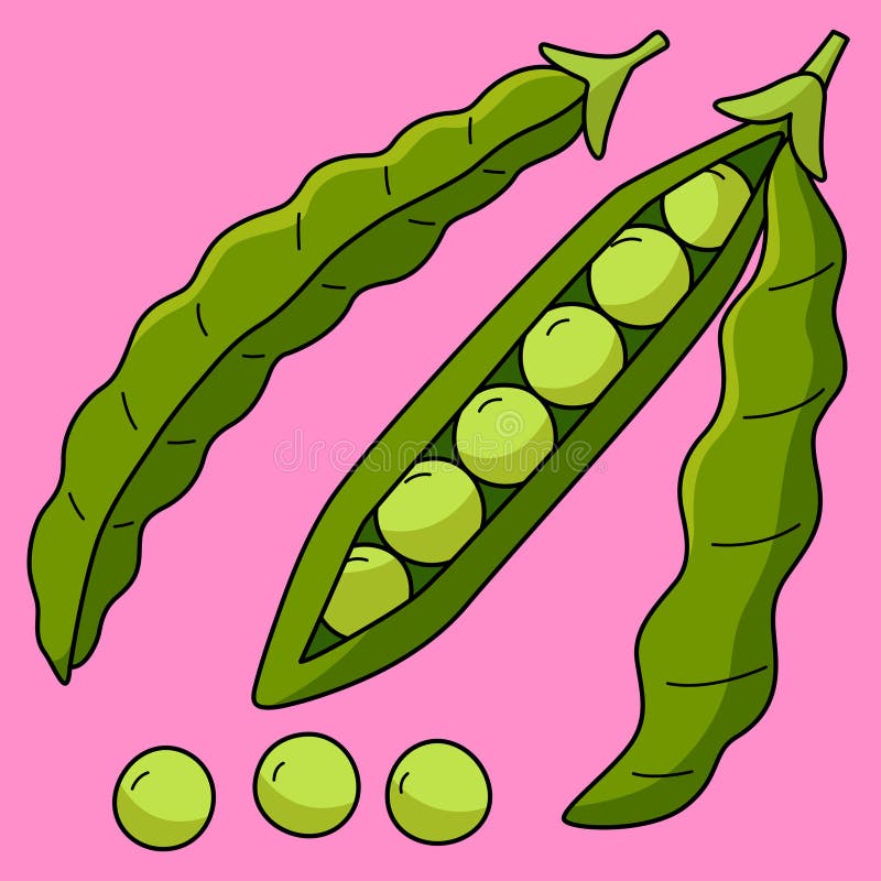 Green Bean Fruit Colored Cartoon Illustration Stock Vector ...