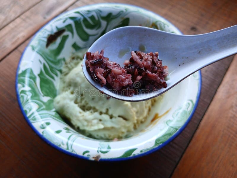 Green Bean Ice with Fermented Sticky Rice in Bowl Stock Image - Image ...