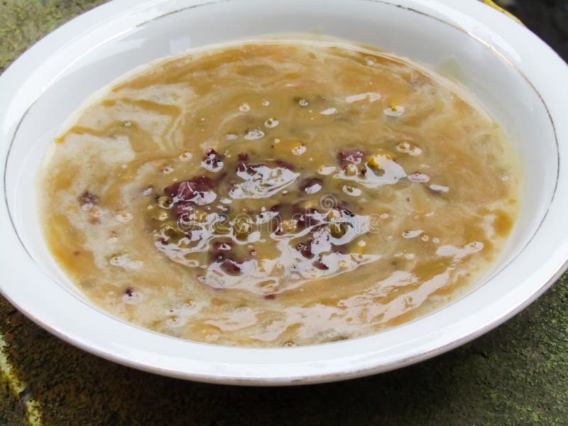 Green Bean Porridge and Red Sticky Rice Stock Photo - Image of food ...