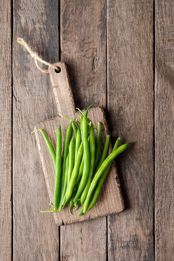 Green Bean on Rustic Cutting Board. Food Background Stock Image - Image ...