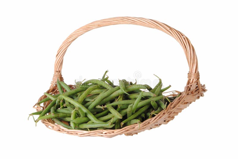 Green Beans in a Straw Basket Stock Photo - Image of nutrition ...