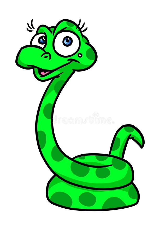 Green Snake Queen cartoon stock illustration. Illustration of animal ...
