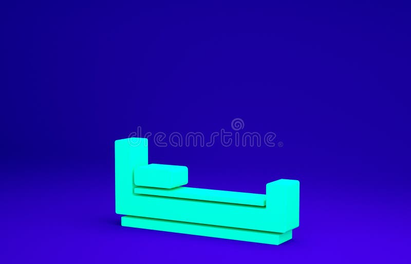 Green Bed Icon Isolated on Blue Background. Minimalism Concept Stock ...