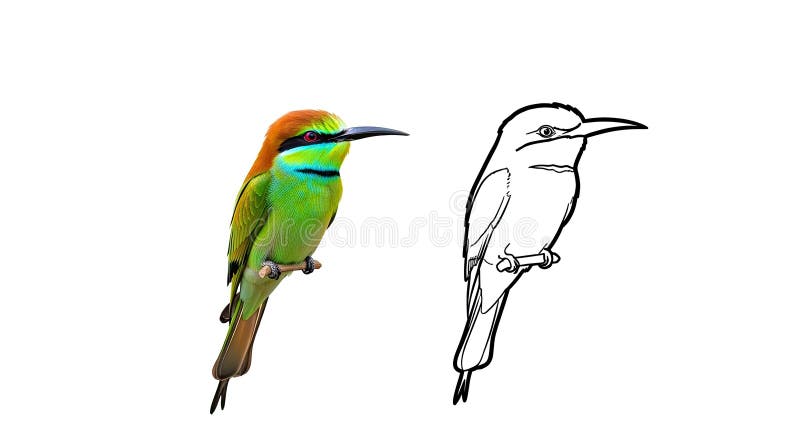 Bee Eater Bird Coloring Page Stock Illustrations – 5 Bee Eater Bird ...