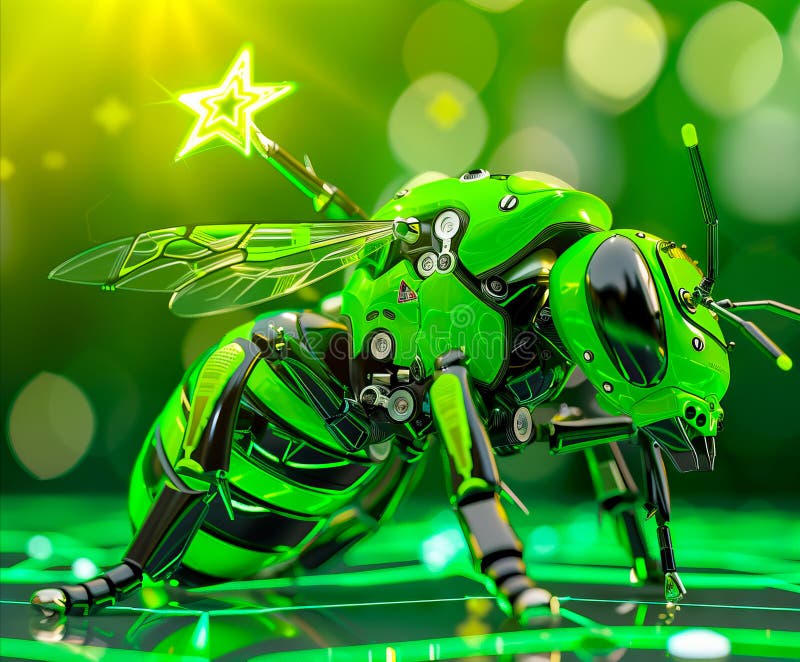 A Green Bee with a Star on Its Back Stock Photo - Image of insect ...