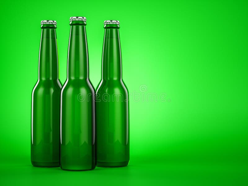 Green Beer Bottle Brown No Label. 3d Render Stock Illustration ...