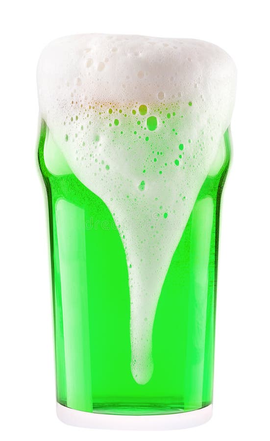 Green Beer Isolated on a White Stock Photo - Image of froth, light ...