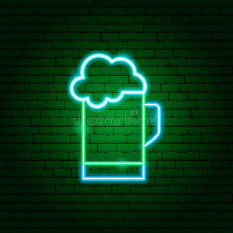 Green Beer Mug Neon Sign stock vector. Illustration of party - 175178992