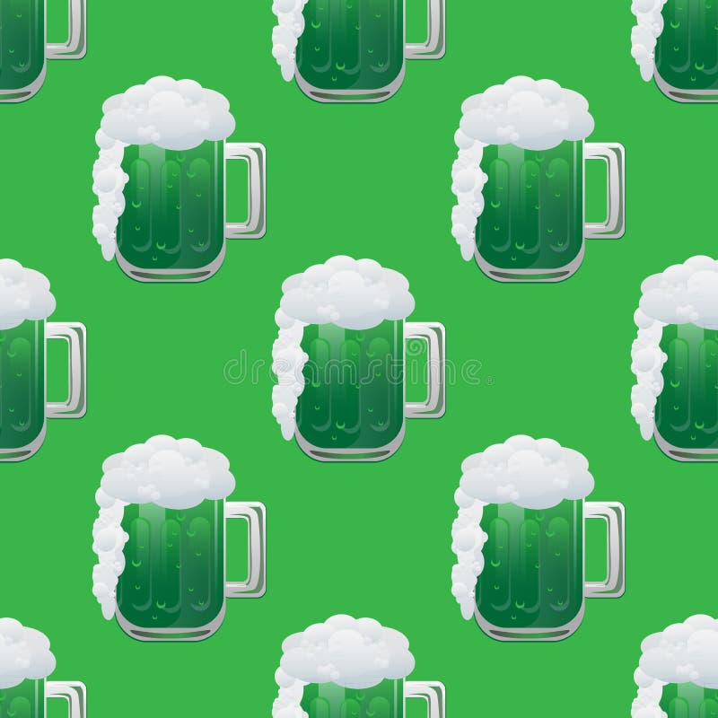 Green Beer Seamless Pattern Stock Vector - Illustration of irish ...