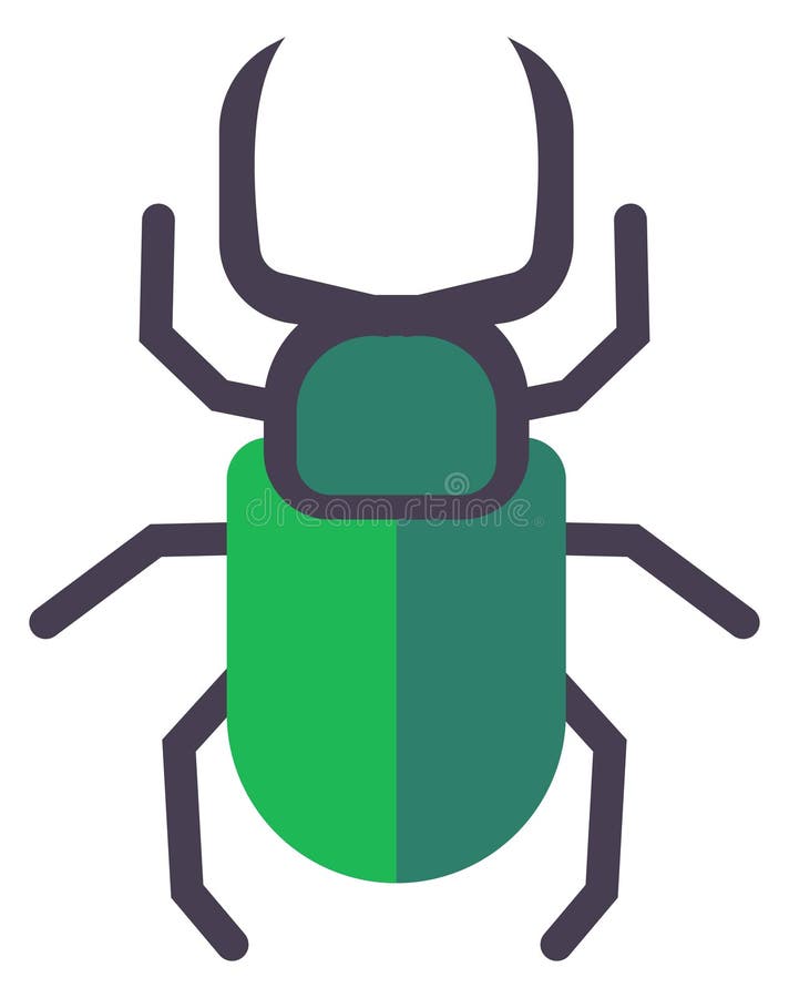 Green Beetle Symbol. Horned Bug Color Icon Stock Photo - Illustration ...