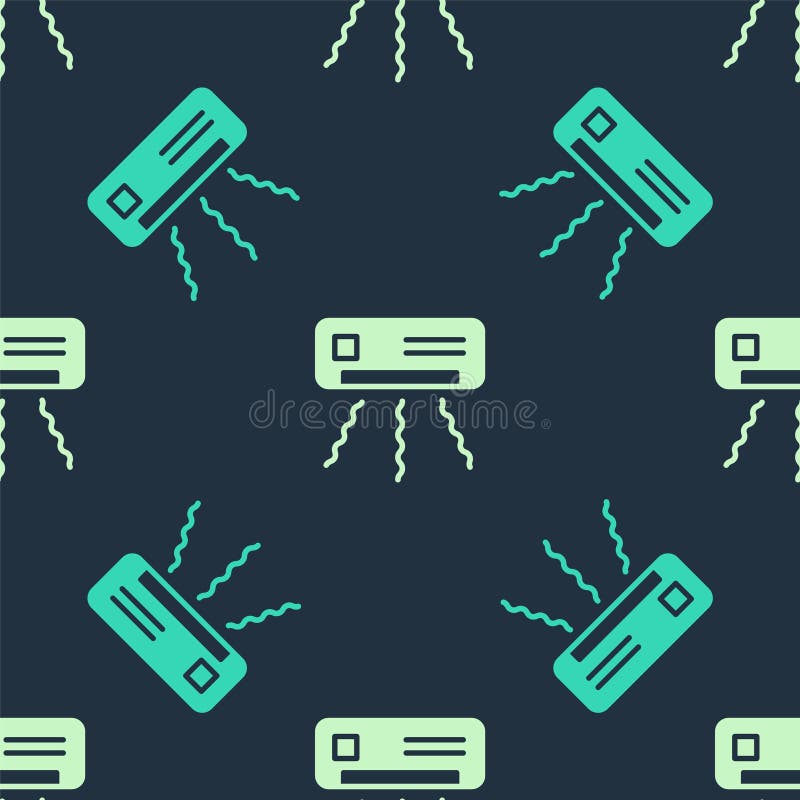 Green and Beige Air Conditioner Icon Isolated Seamless Pattern on Blue ...