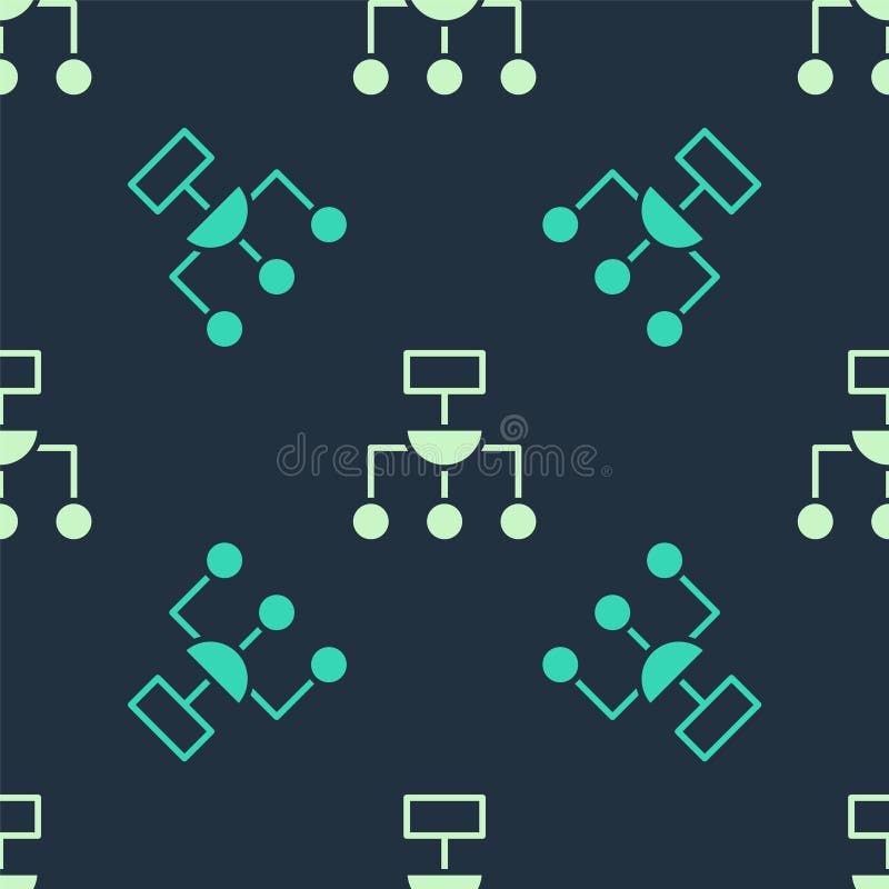 Green And Beige Algorithm Icon Isolated Seamless Pattern On Blue Background Algorithm Symbol