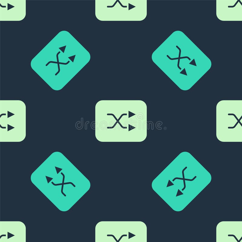 Green and Beige Arrow Shuffle Icon Isolated Seamless Pattern on Blue ...