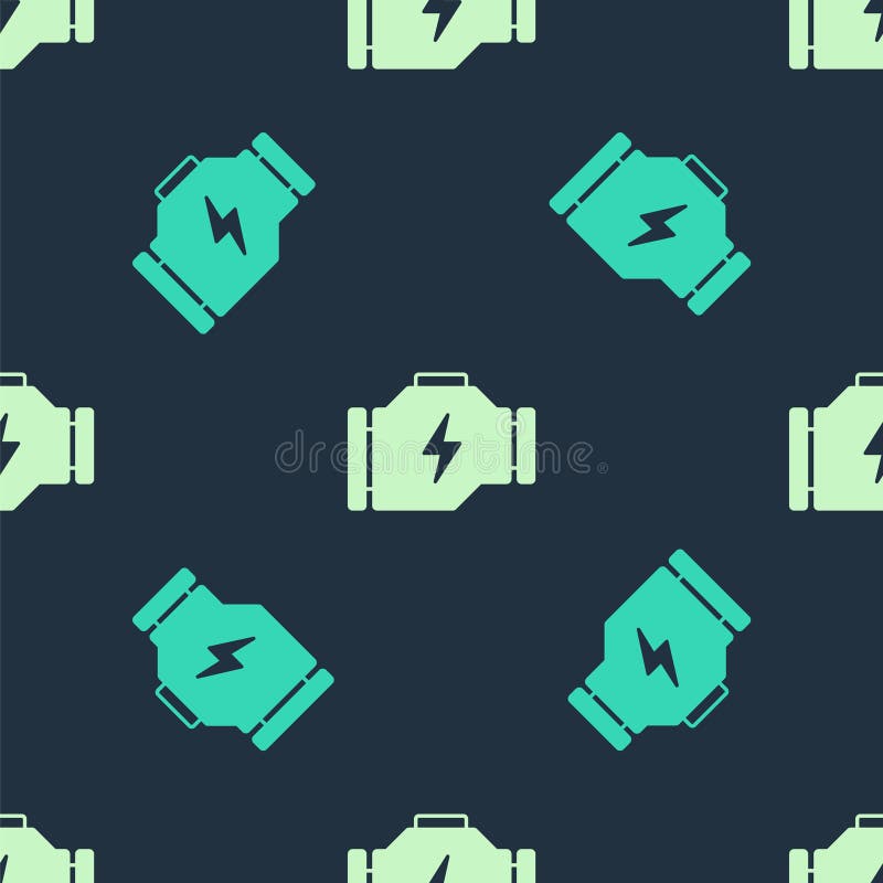 Green and Beige Check Engine Icon Isolated Seamless Pattern on Blue Background. Vector Stock ...